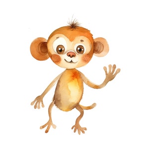 Monkey Clipart, Cute Monkey Png, Watercolor Monkey, Monkey PNG, Monkey ...