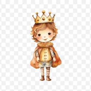 Prince Watercolor Clipart, Princess Clipart, Crown Clipart, Gift ...