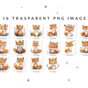 Fox Watercolor Clipart, Cute Baby Shower Graphics, Nursery Decor Wall ...