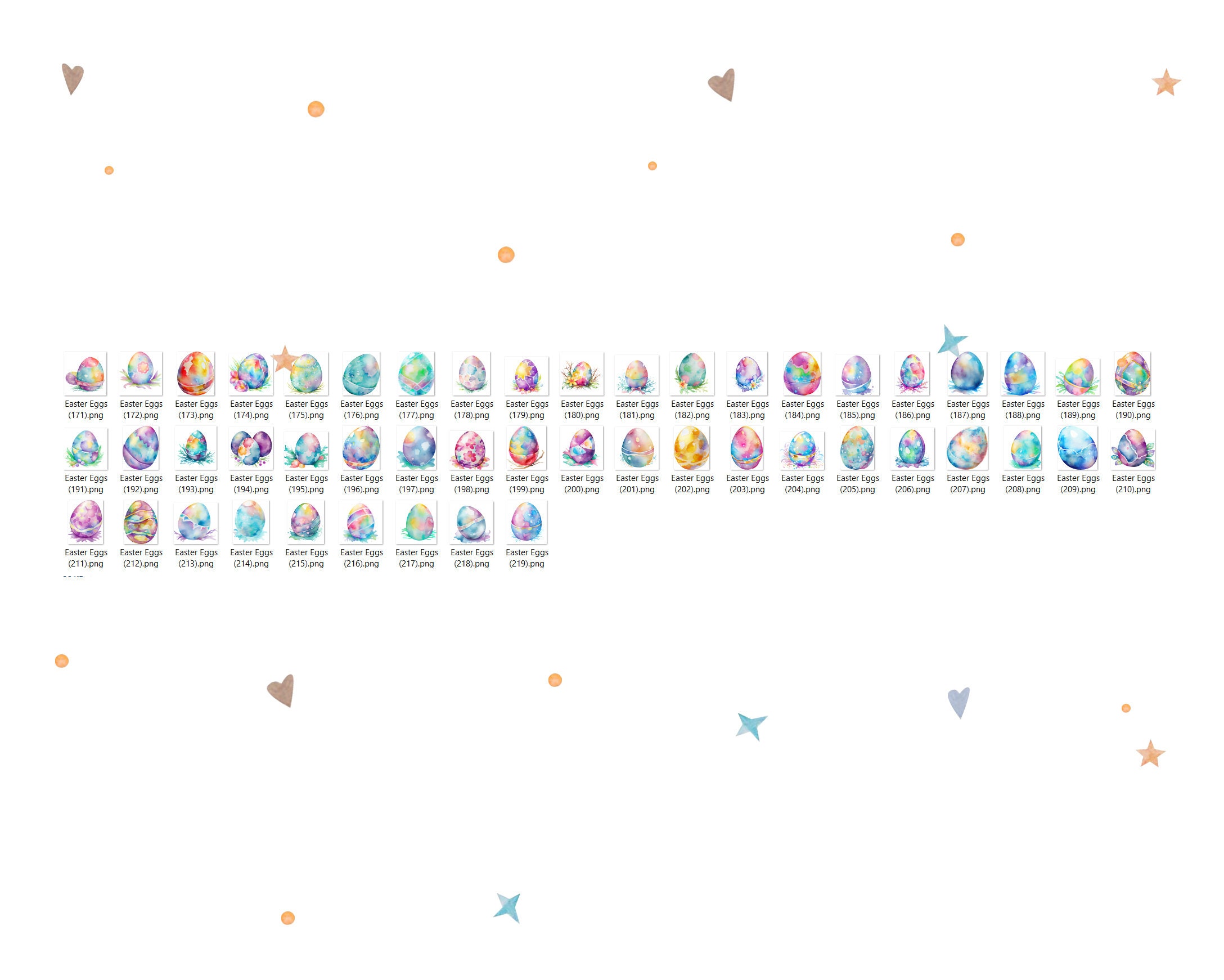 Watercolor Easter Eggs Clipart: 229 PNG Art Graphics (digital Download ...