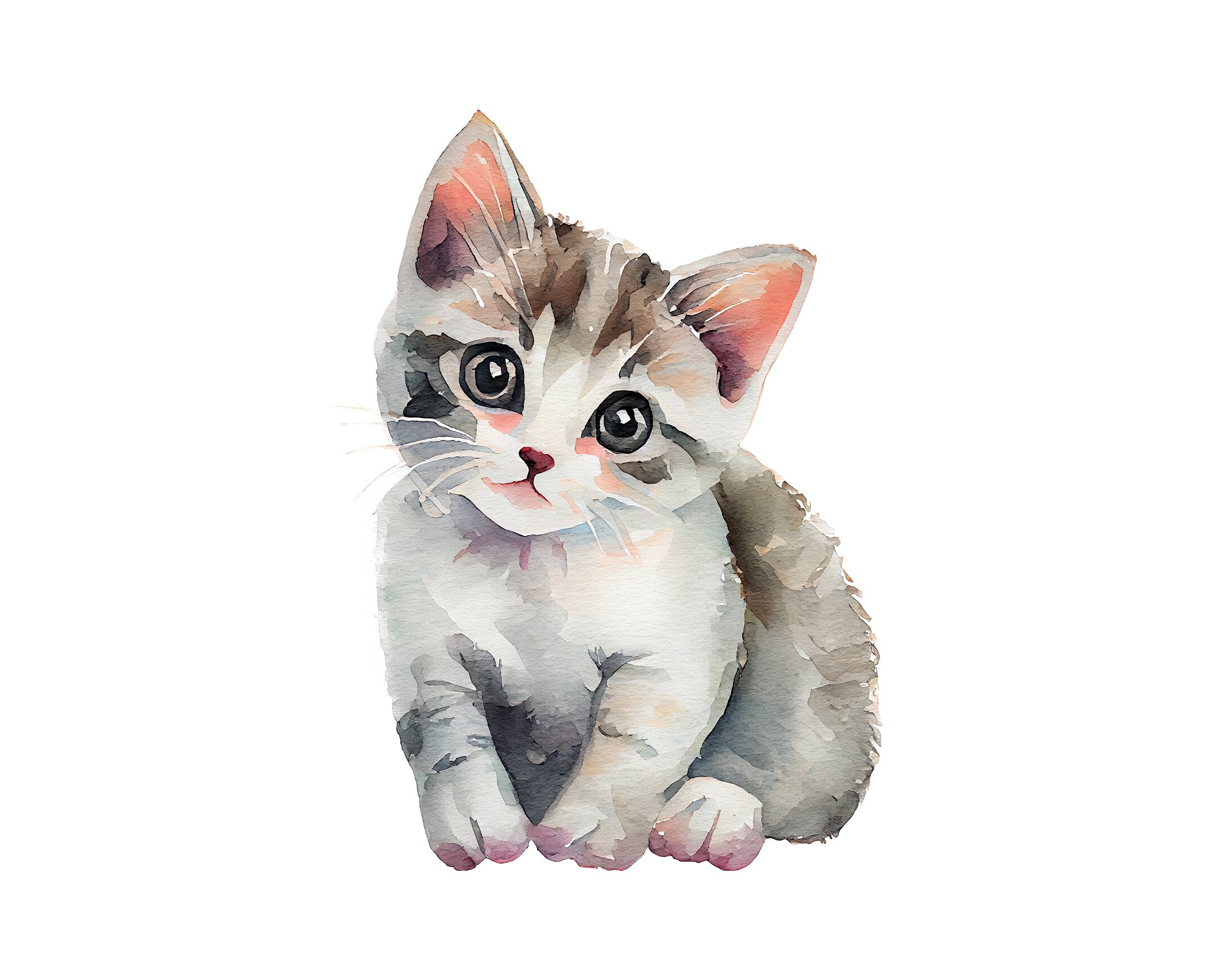 Watercolor Cats Clipart,cat Clipart, Cute Kittens, Fluffy Cats ...
