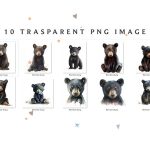 Black Bear Watercolor Clipart, Cute Black Bear Graphics, Nursery Decor ...