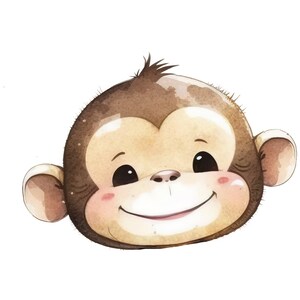 Monkey Clipart, Cute Monkey Png, Watercolor Monkey, Monkey PNG, Monkey ...