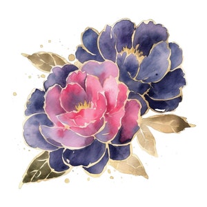 Flowers PNG, Watercolor Flower Clipart, Blue and Pink Watercolor Bundle ...