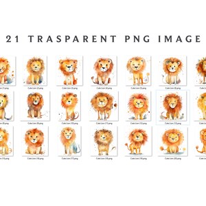 Watercolor Cute Lion, Cute Lion Clipart, Cute Lion PNG, Cute Lion ...