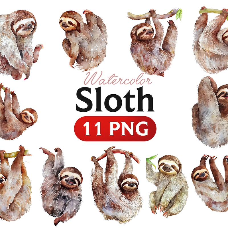 Sloth Watercolor - Etsy