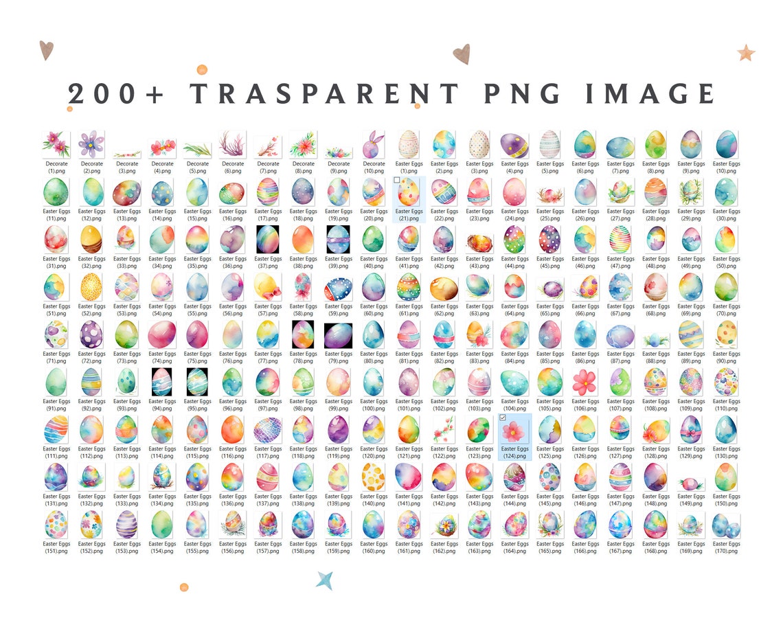 Watercolor Easter Eggs Clipart: 229 PNG Art Graphics (digital Download ...