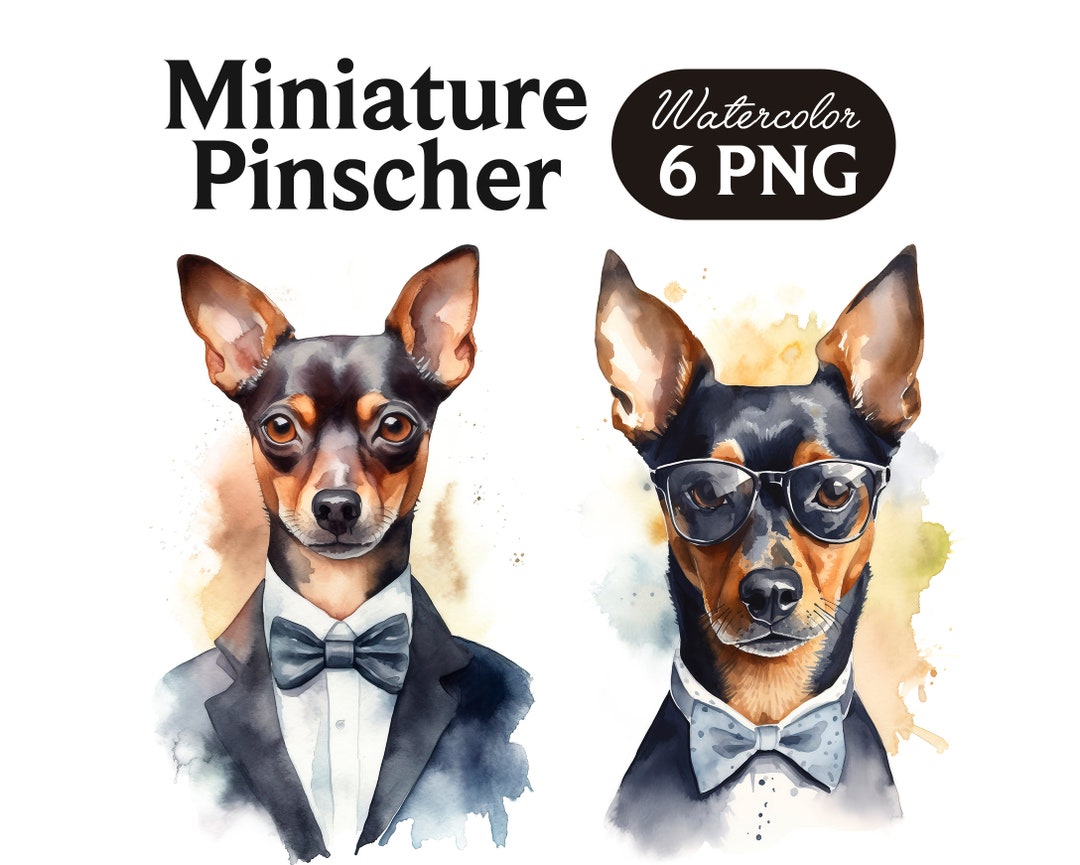 Miniature Pinscher Clipart, Cute Dog Clipart, Dog PNG, Watercolor ...