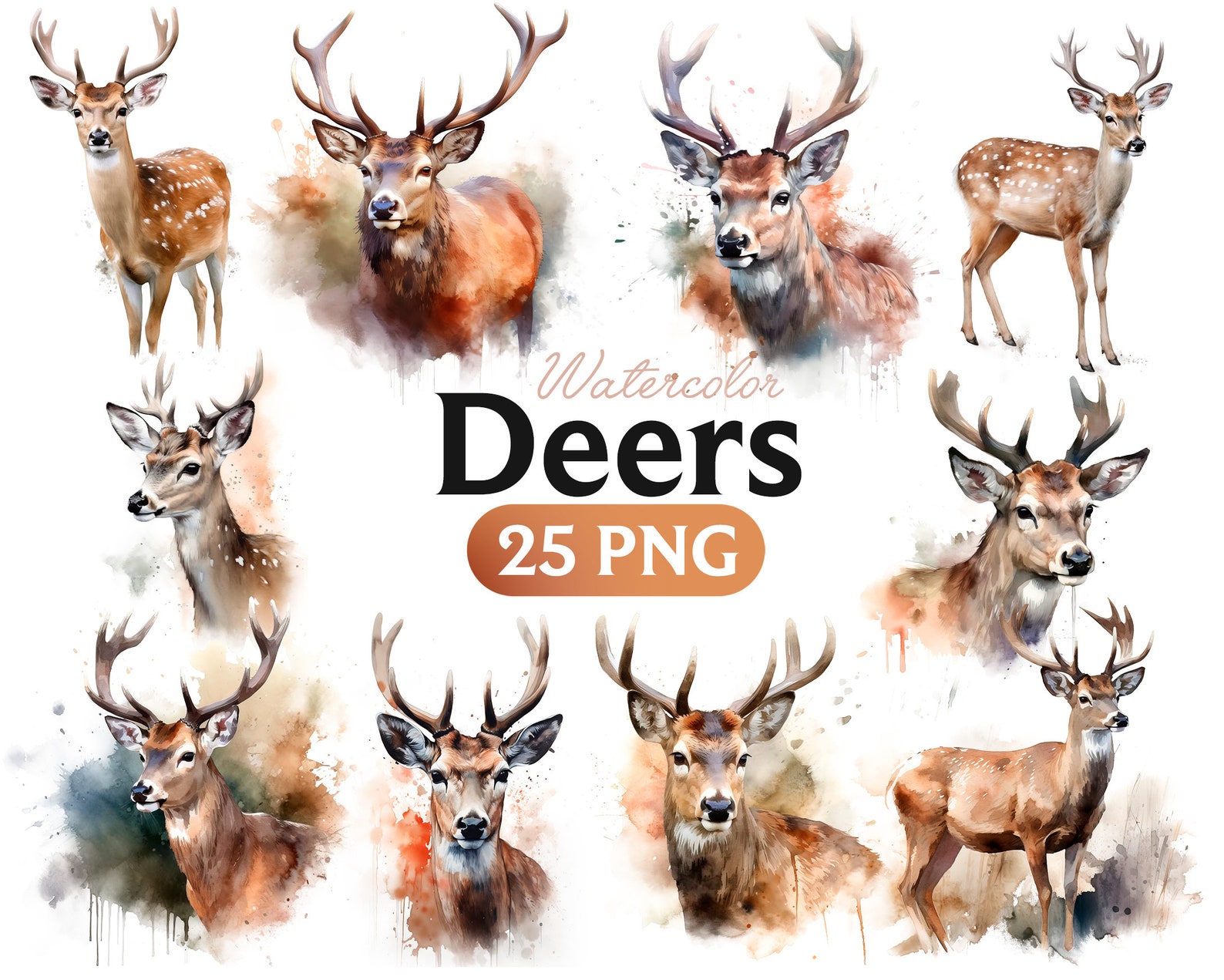 Watercolor Deer Clipart Nursery Decor Deer PNG Watercolor - Etsy Canada