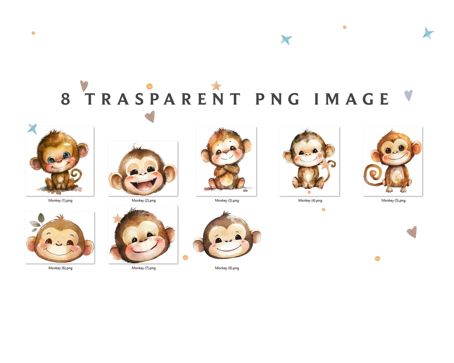 Affe Clipart, niedlicher Affe Png, Aquarell Affe, Affe PNG, Affe ...