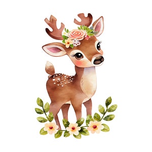 Watercolor Deer, Baby Deer Clipart, Watercolor Little Animals, Cute ...