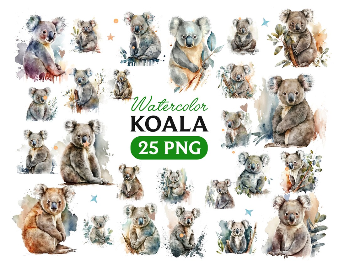 Watercolor Koala, Koala Clipart, Koala PNG, Koala Clipart, Koala Art ...