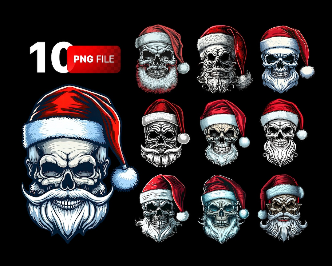 Christmas Santa Skull PNG | Skeleton PNG | Skull Santa PNG | Santa Hat ...