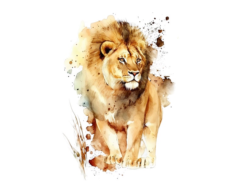Watercolor Lion Clipart: 55 Animal PNG Images (digital Download) - Etsy