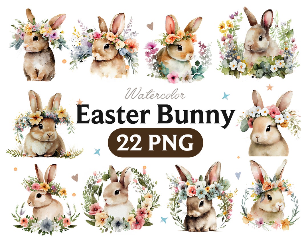 Easter Bunny Watercolor Clipart, Bunny Watercolor Clipart, Baby Bunny ...