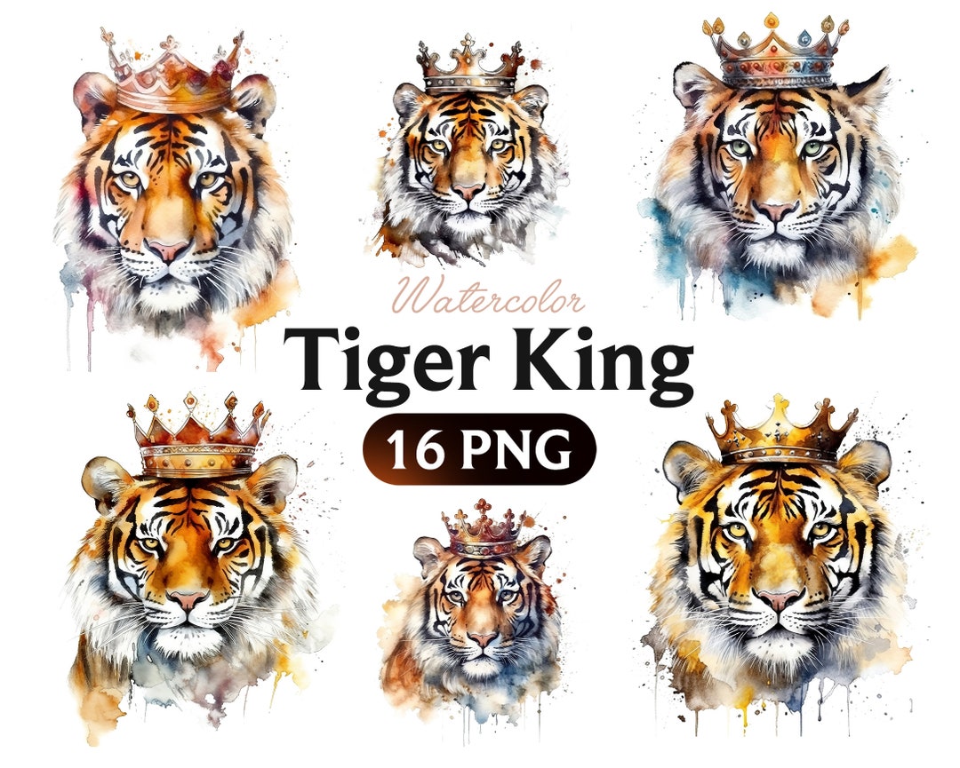 Watercolor Tiger King, Tiger PNG - Etsy
