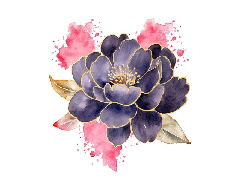 Flowers PNG Watercolor Flower Clipart Blue and Pink - Etsy