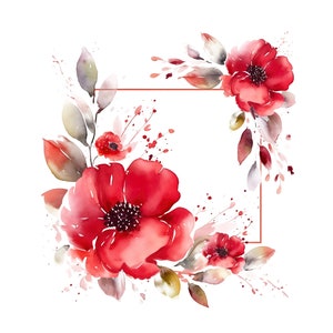 Watercolor Red Flowers PNG, Watercolor Flower Clipart, Red Flowers ...