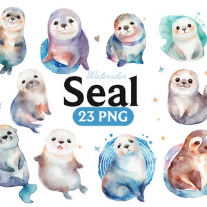 Seal Watercolor Clipart, Cute Baby Shower Graphics, Nursery Decor Wall ...