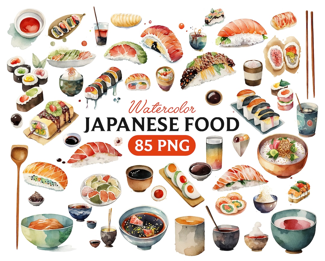 Watercolor Japanese Food, Japanese Food Clipart, Japanese Food PNG ...