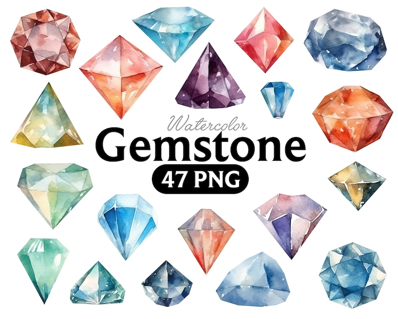 Watercolor Diamonds Clipart Hand Drawn Diamond Clip Art - Etsy