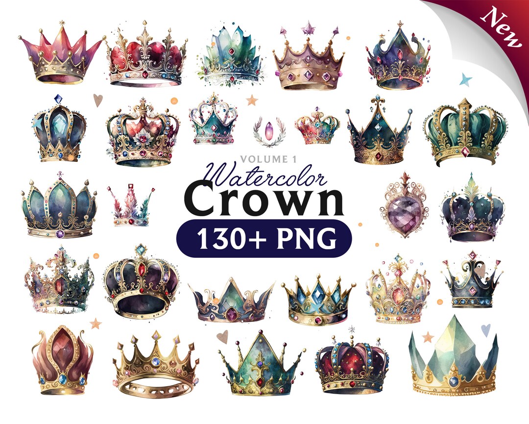 Watercolor Crown Clipart: 137 PNG Digital Art (volume 1) - Etsy