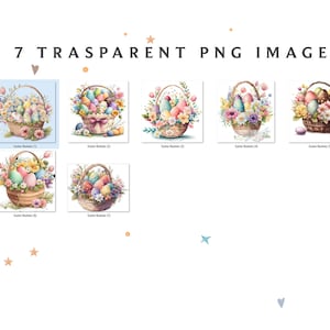 Watercolor Easter Baskets Clipart: Floral Egg PNG (7 Files) - Etsy