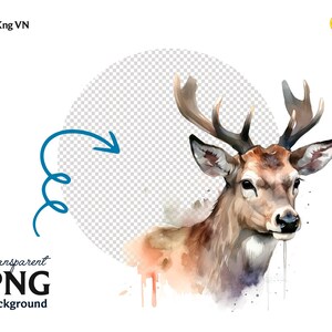 Watercolor Deer Clipart, Nursery Decor, Deer PNG, Watercolor Animals ...