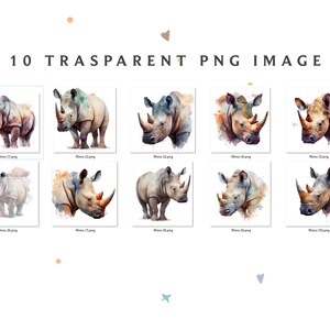 Rhino, Watercolor Rhino Clipart, Rhino Decor Wall Art, Rhino PNG ...
