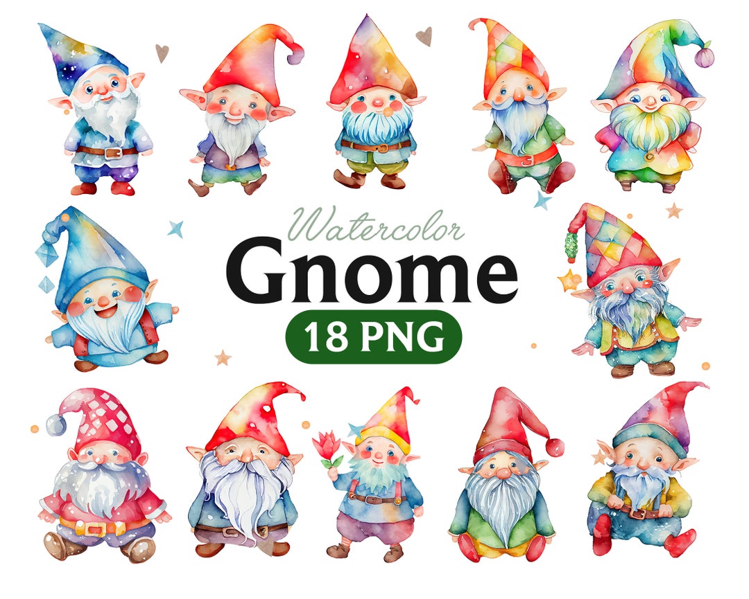 Gnome Bundle Clipart Gnome Png Gnome Cute Etsy