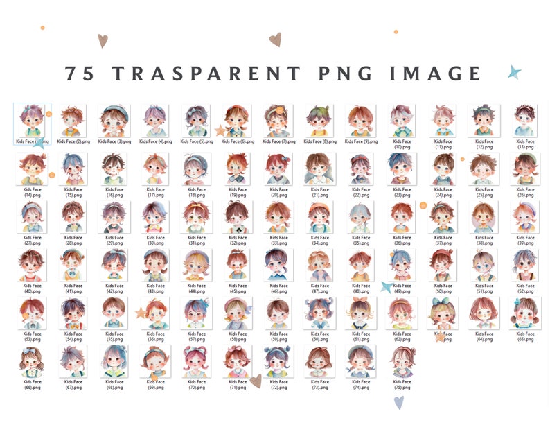 Cute Faces Clipart Kids Face Watercolor Kids Clipart - Etsy