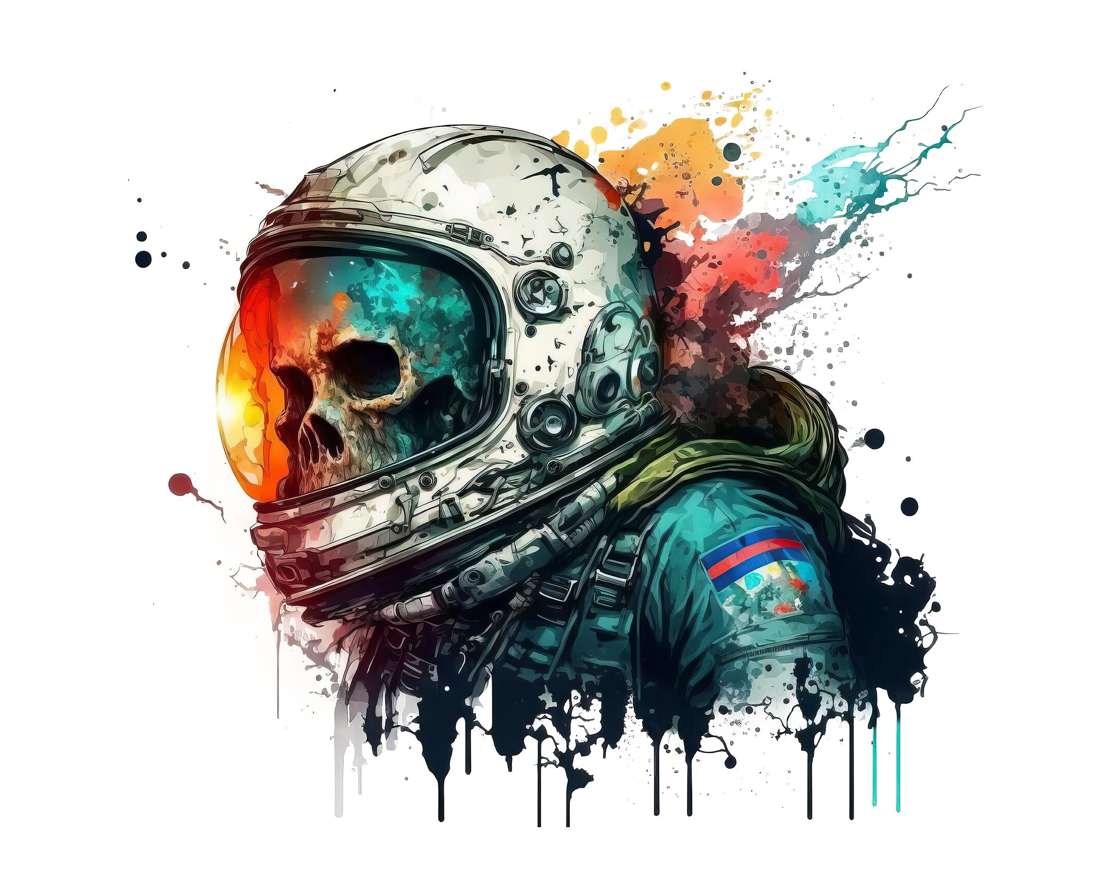 Watercolor Astronaut Skull Astronaut Skull Clipart Skull - Etsy