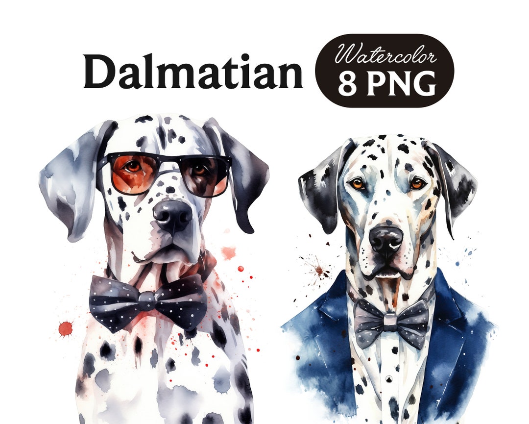 Dalmatian Watercolor Clipart: Dog Portrait PNG (digital Download) - Etsy