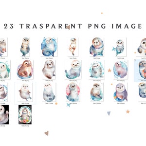 Seal Watercolor Clipart, Cute Baby Shower Graphics, Nursery Decor Wall ...