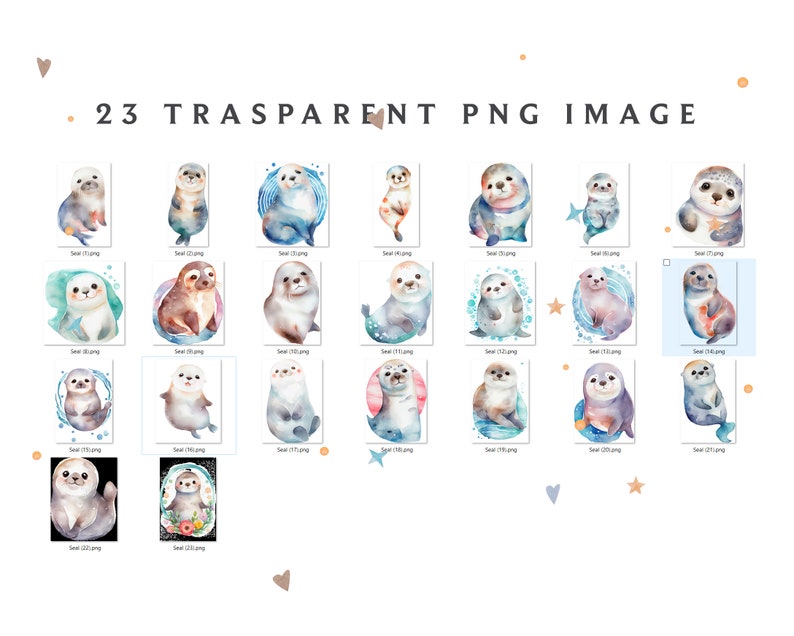 Seal Watercolor Clipart Cute Baby Shower Graphics Nursery - Etsy