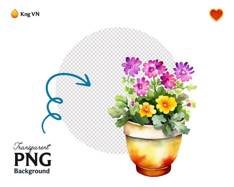 Flower Pot Clipart watercolor Flower Pot Spring Garden PNG - Etsy