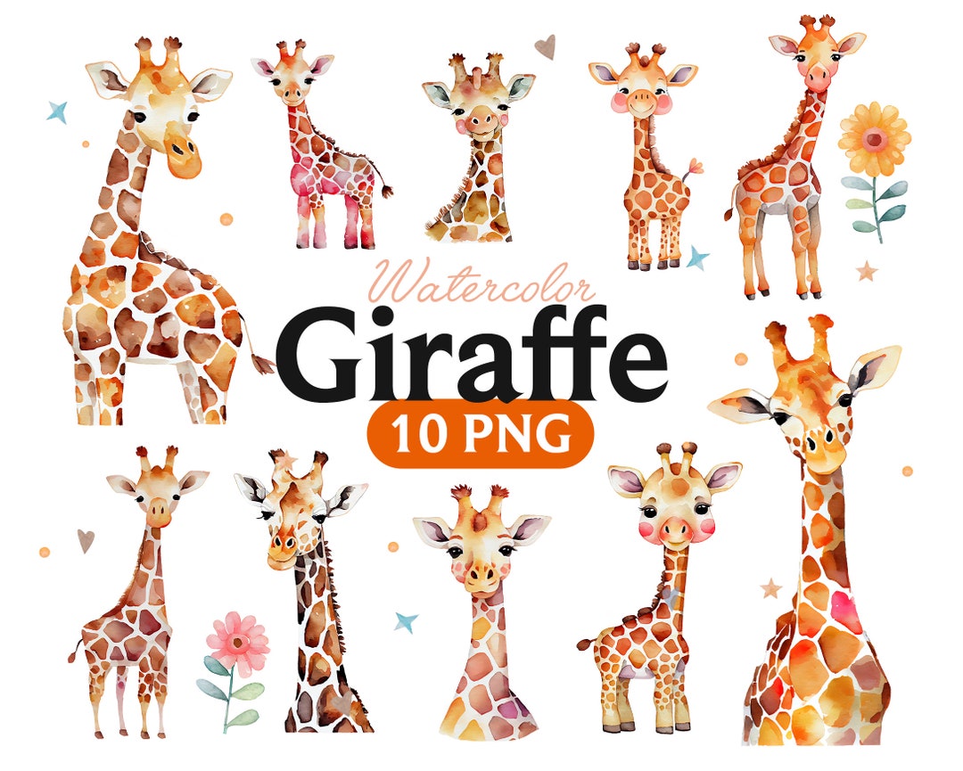 Giraffe Watercolor Clipart, Cute Baby Shower Graphics, Nursery Decor ...