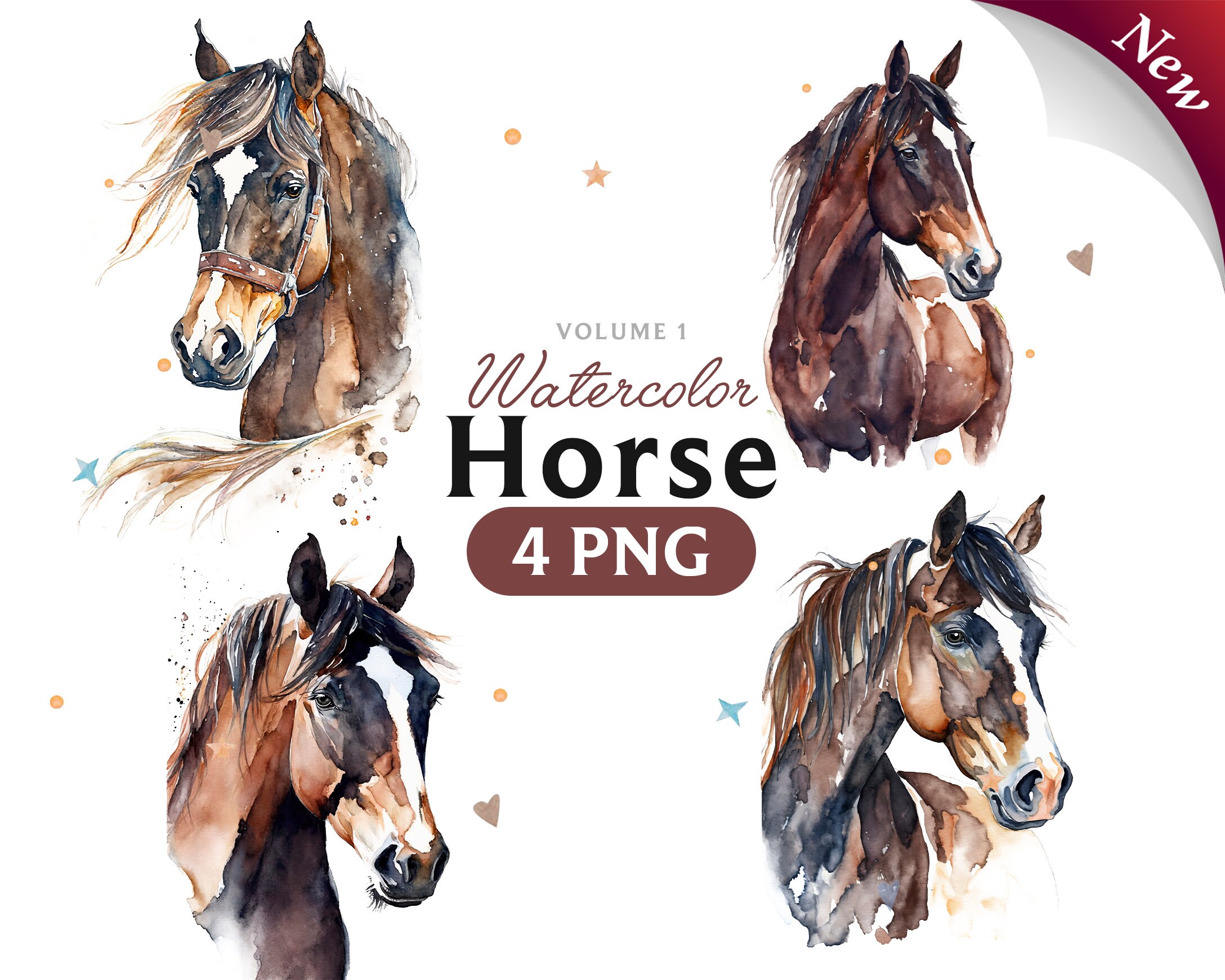 Watercolor Horse Horse Clipart Horse PNG Horse Clipart - Etsy