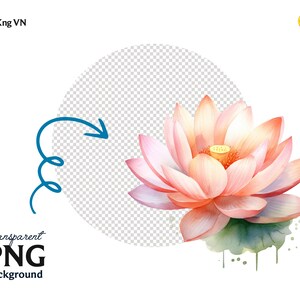 Watercolor Lotus Flower, Water Lily, Digital Clipart PNG - Etsy