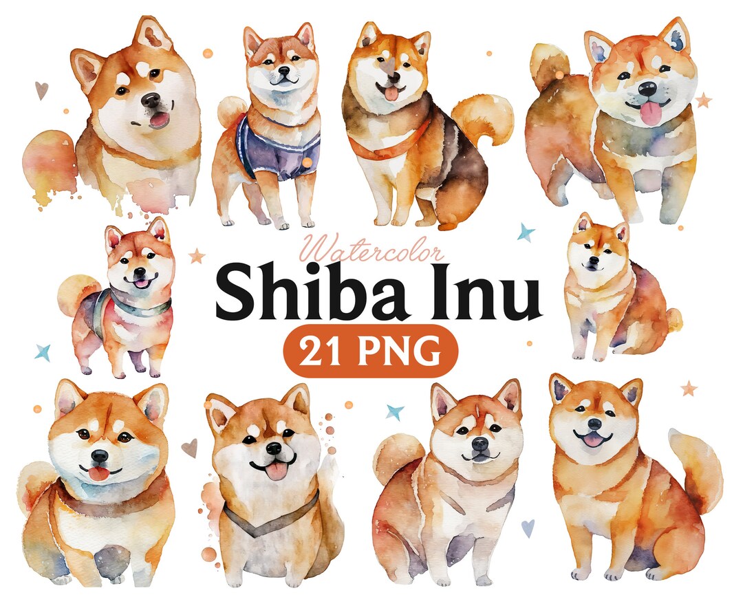 Shiba Inu Clipart, Shiba Inu Watercolor, Shiba Inu Png, Puppy, Doggie ...