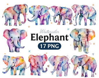 16 Baby Elephant Watercolor Clipart, Cute Elephant Baby Shower Graphics ...