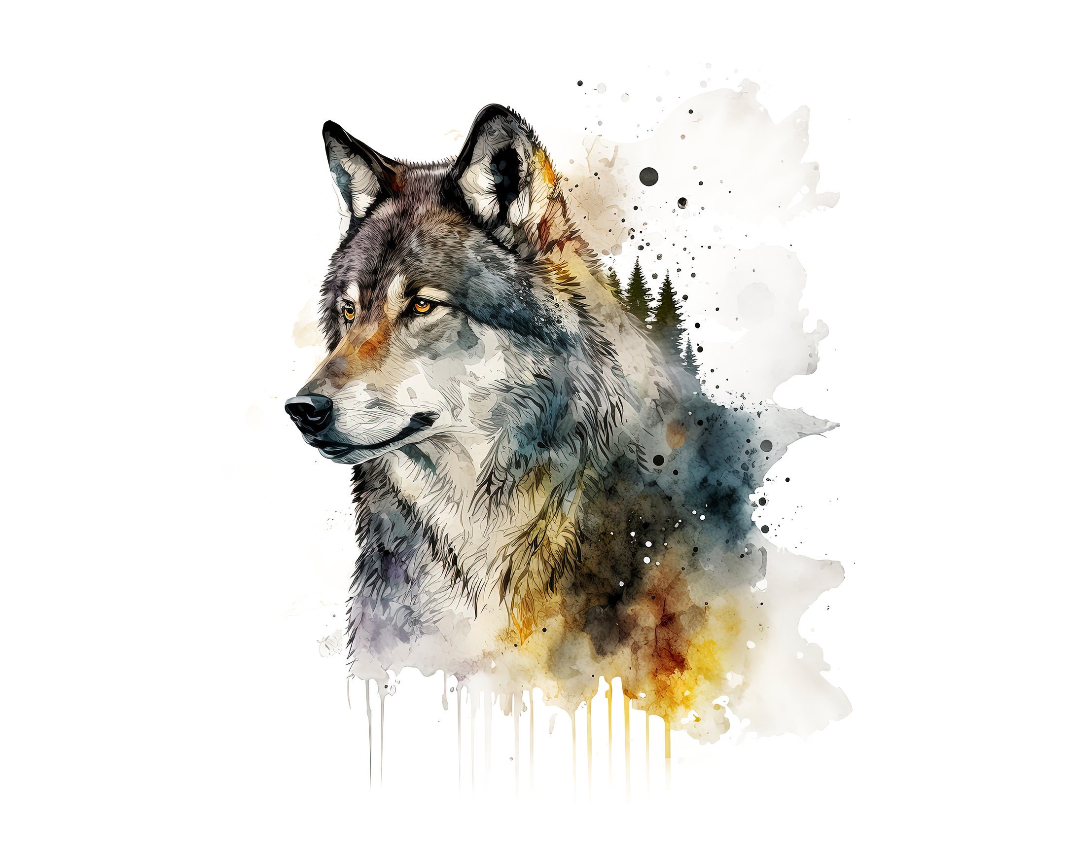 Watercolor Wolf Clipart: 56 PNG Animal Art (digital Download) - Etsy