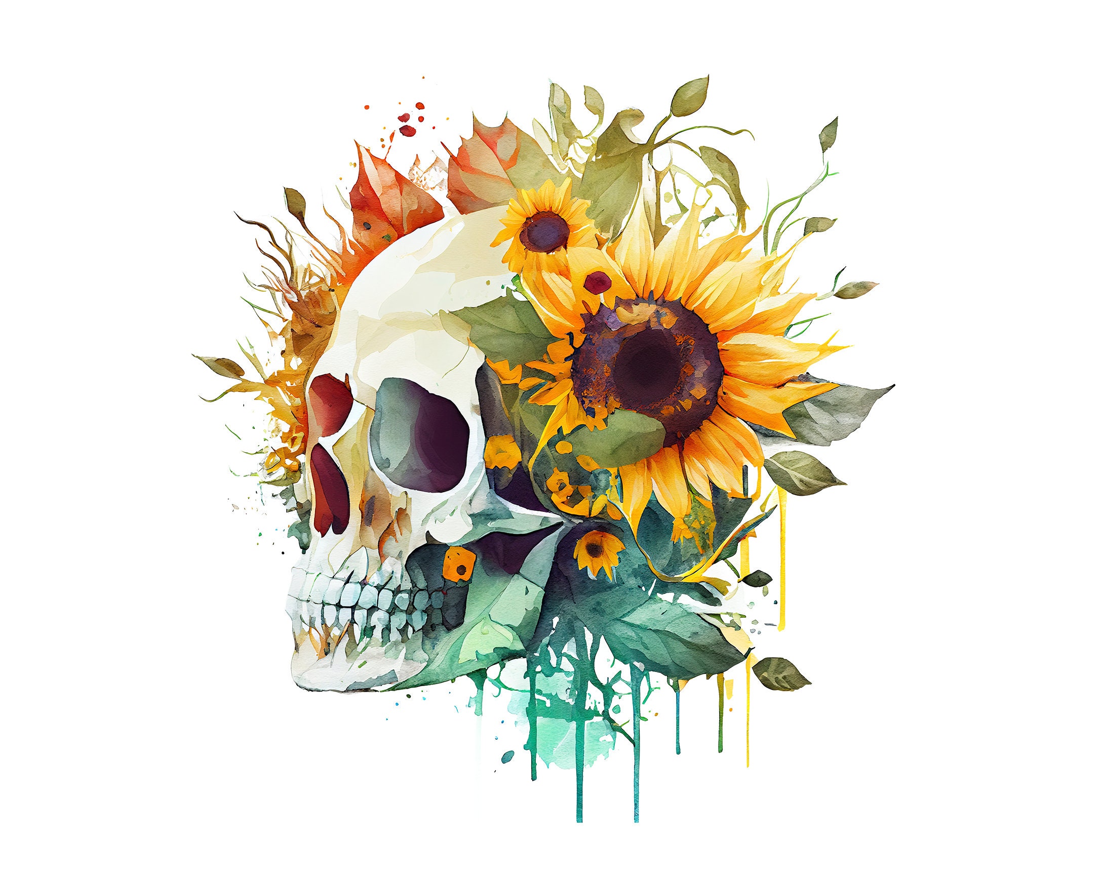 Skull Flower Png Watercolor Skull Flower Skull Flower - Etsy