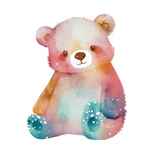 Bear Cute Watercolor Clipart, Cute Baby Shower Graphics, Nursery Decor ...