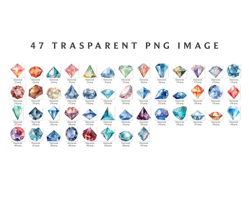 Watercolor Diamonds Clipart Hand Drawn Diamond Clip Art - Etsy