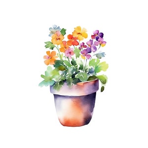 Flower Pot Clipart ,watercolor Flower Pot, Spring Garden , PNG - Etsy
