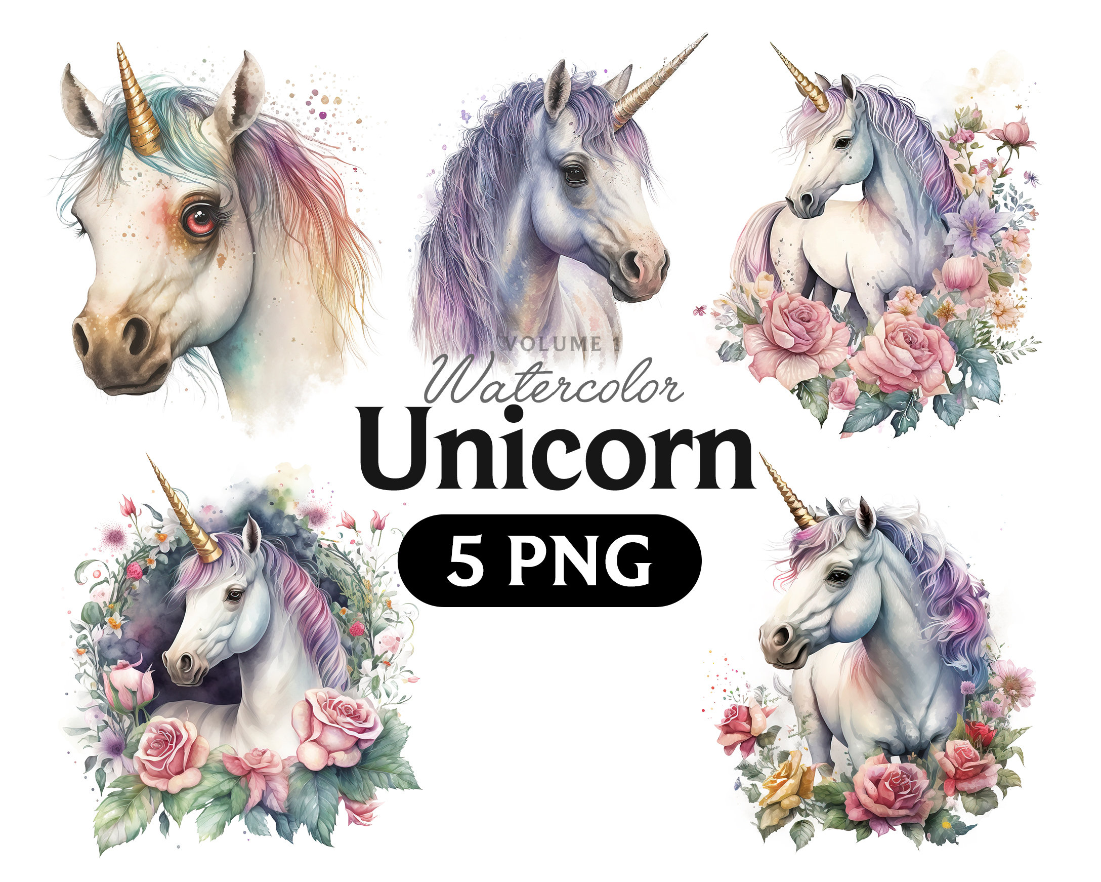 Watercolor Unicorn Unicorn Clipart Unicorn PNG Unicorn - Etsy