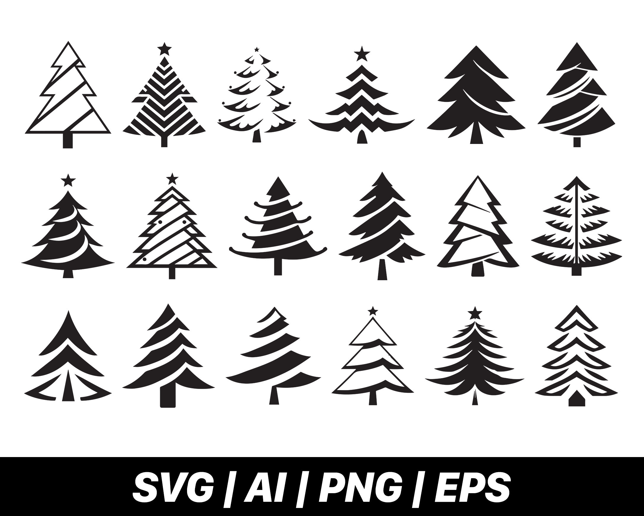 Christmas Tree SVG Bundle Christmas SVG Christmas Clipart - Etsy