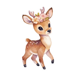 Watercolor Deer, Baby Deer Clipart, Watercolor Little Animals, Cute ...