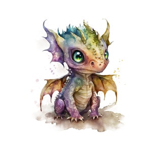 Watercolour Colourful Fantasy Dragon Clipart, Dragon Png, Dragon ...